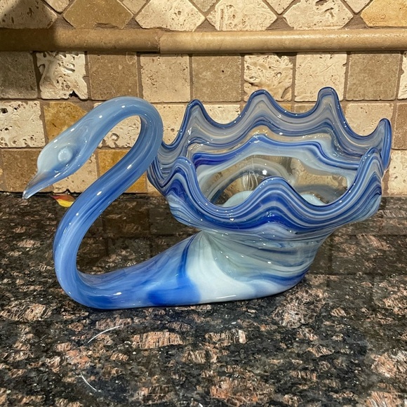 Accents | Vintage Murano Style Glass Swan Dish Figure Blown Glass Bowl ...